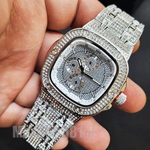Accessories | Mens Hip Hop Iced Gold Silver Metal Simulated Diamond ...